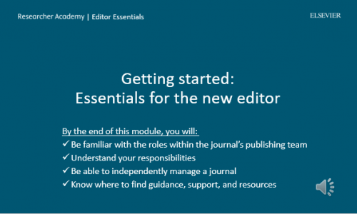 Editor Essentials Elsevier Researcher Academy